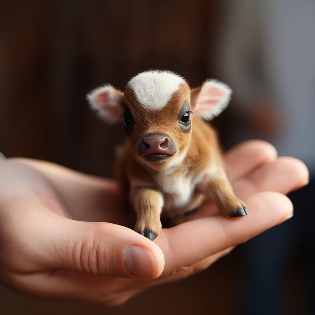 Tiny Baby Cow in My Hand Digital Print, Adorable Mini Calf Nursery Wall ...