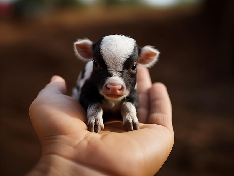 Baby Cow in the Palm of Your Hand | Cow Poster Art (digital Print) - Etsy