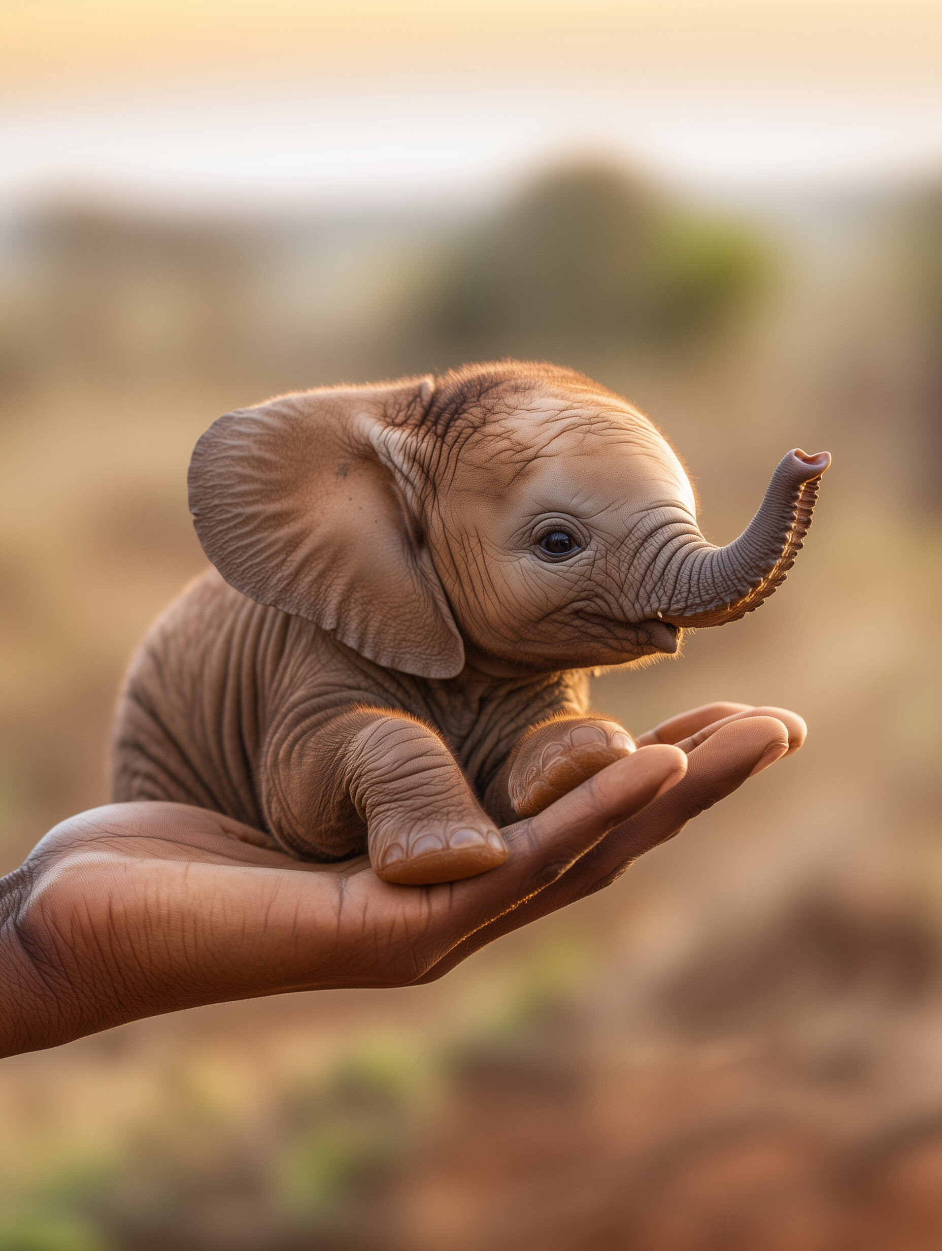 Tiny Baby Elephant in Palm of Hand Digital Print, Adorable Elephant ...