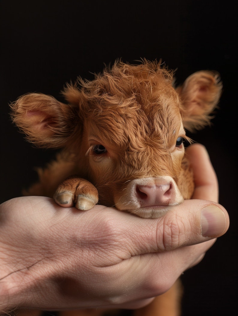 Baby Highland Cow in the Palm of Your Hand (digital Print) - Etsy