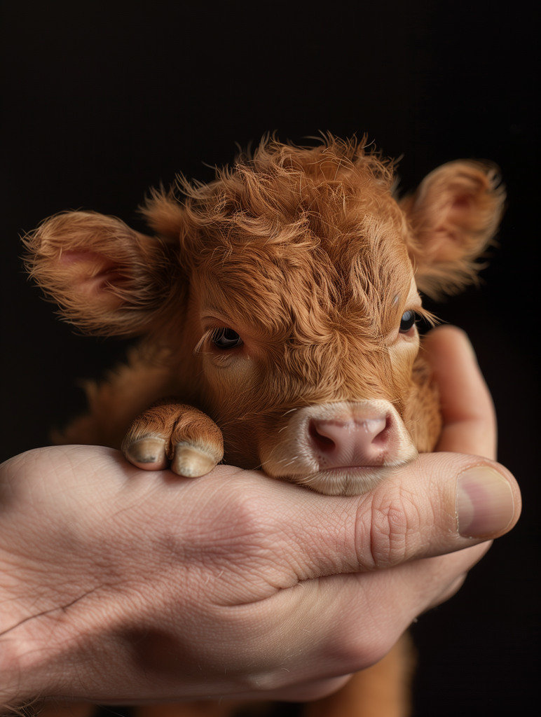 Baby Highland Cow in the Palm of Your Hand (digital Print) - Etsy
