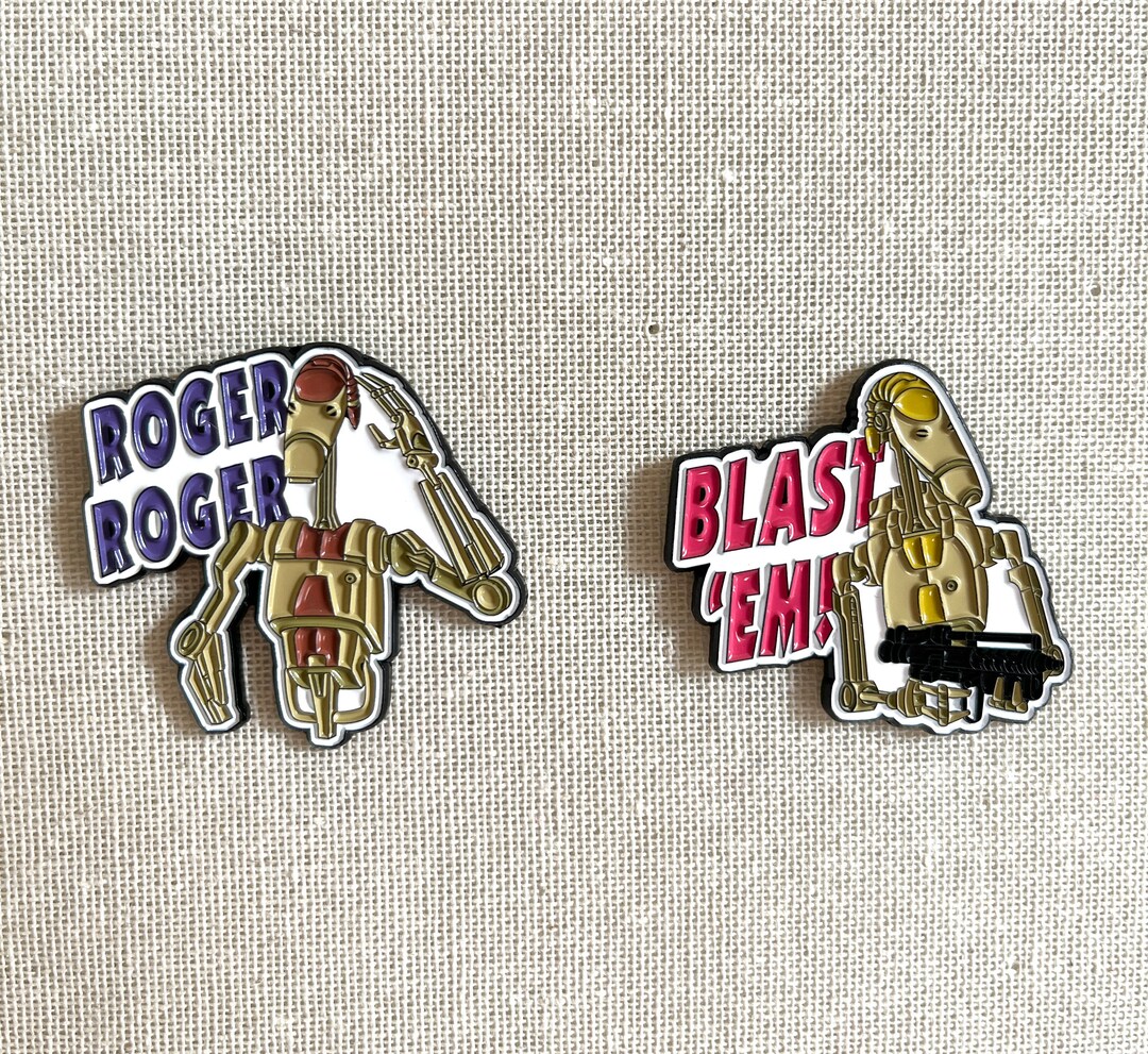 Battle Droids: Roger Roger & Blast 'em Star Wars 1.5 Enamel Pins - Etsy