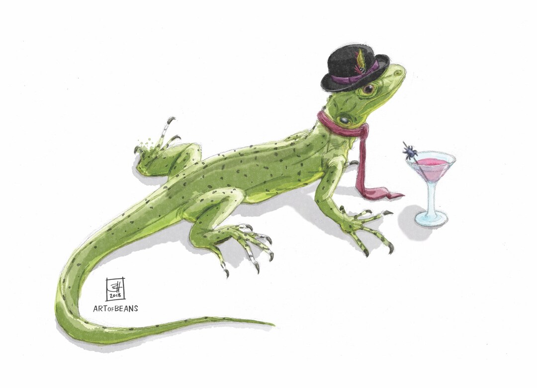 Dapper Lizard | Art Print - Etsy