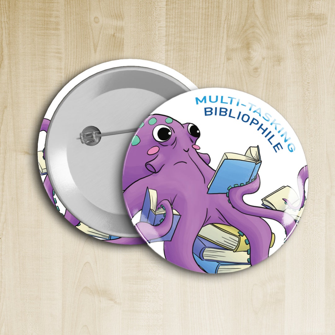 Multitasking Bibliophile | 1.5" Button - Etsy