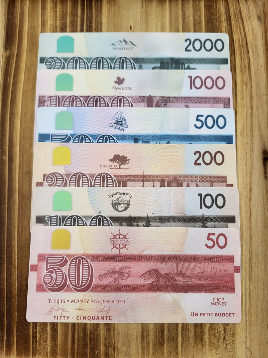 Pack of 6 | One of Each | Prop Money | Money Placeholder | Matte Finish ...