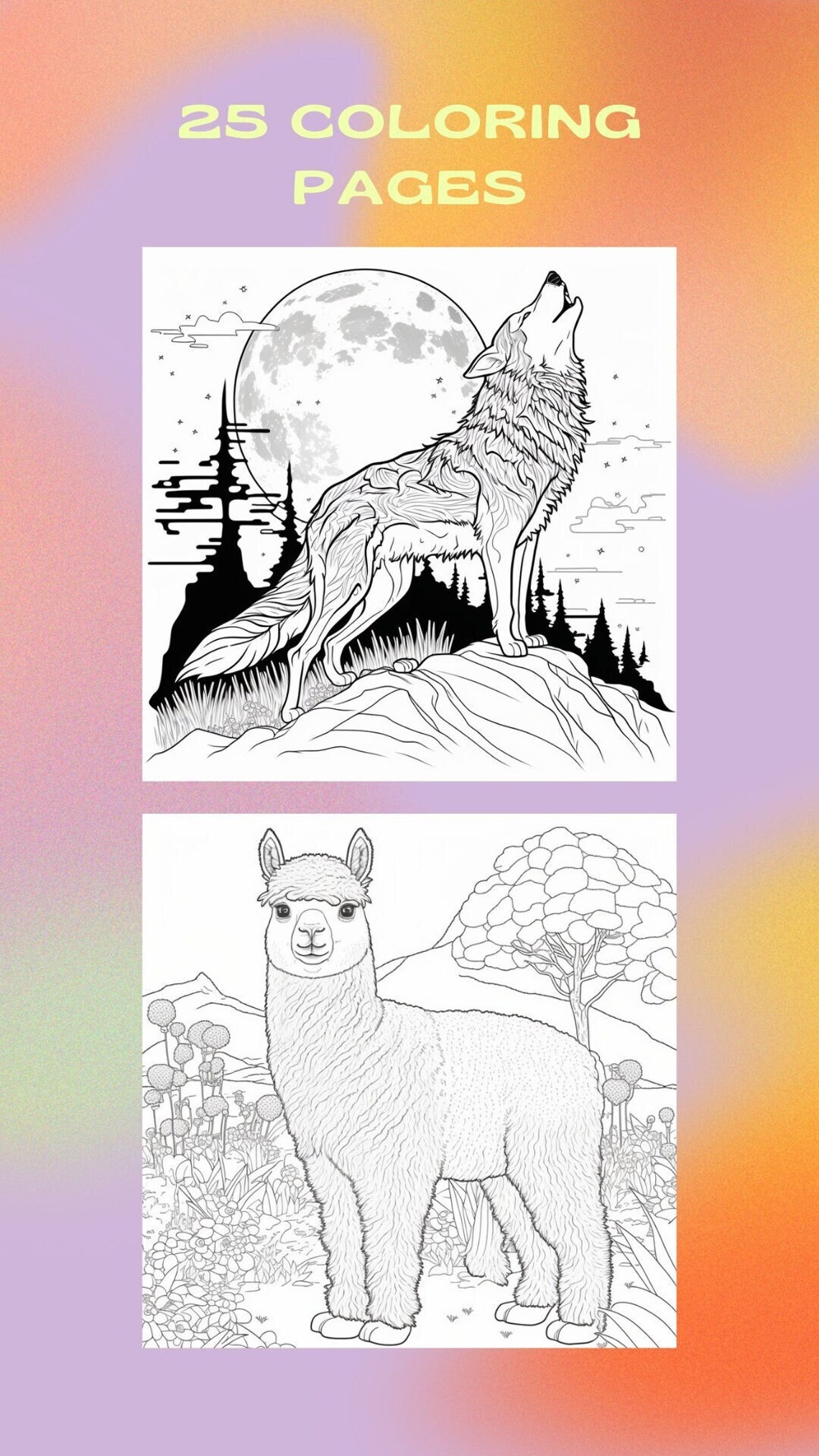 Animals Coloring Pages | 25 Pages | Cute Coloring Pages | for Kids and ...