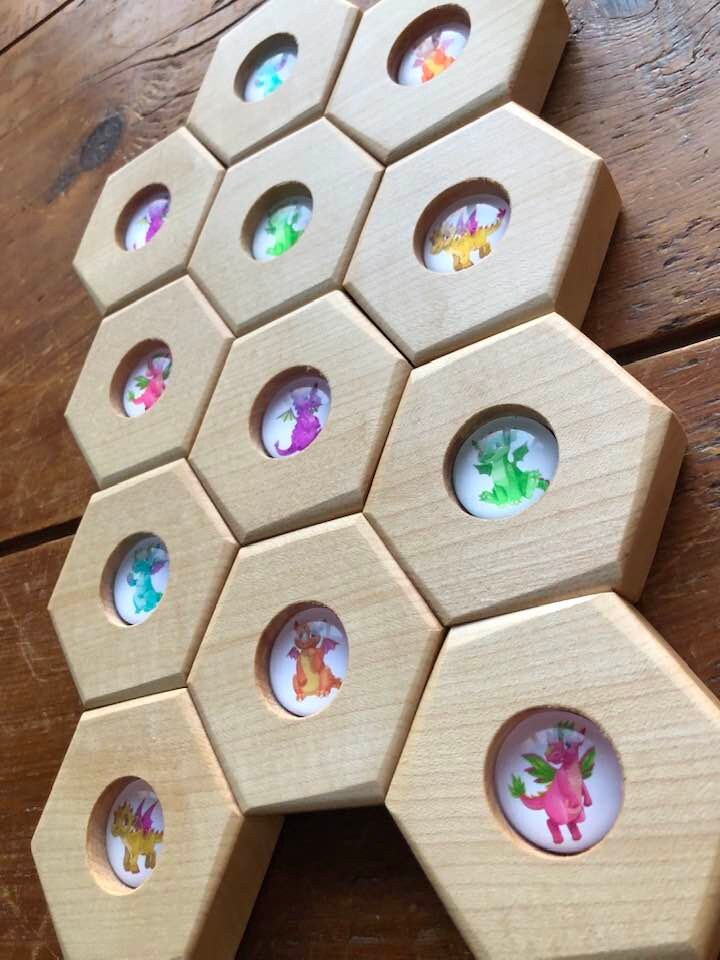 Hexagon Memory Dragon Set / Colour Match / Memory Match / Building / Balance / Imaginative Play ...