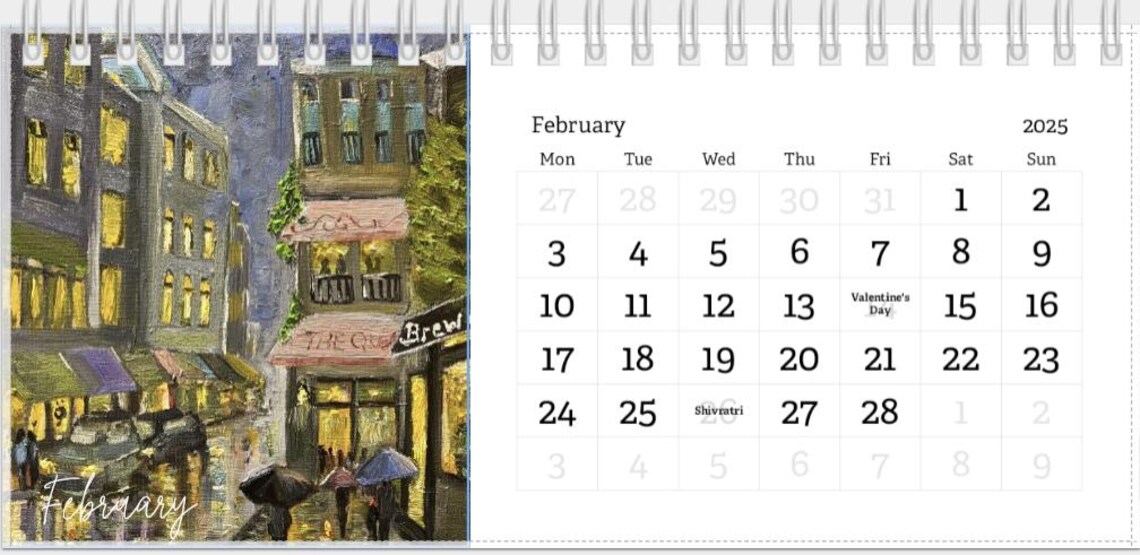 Desk Calendar 2025 Original Paintings | Desk Calendar 2025 Art | Oil ...