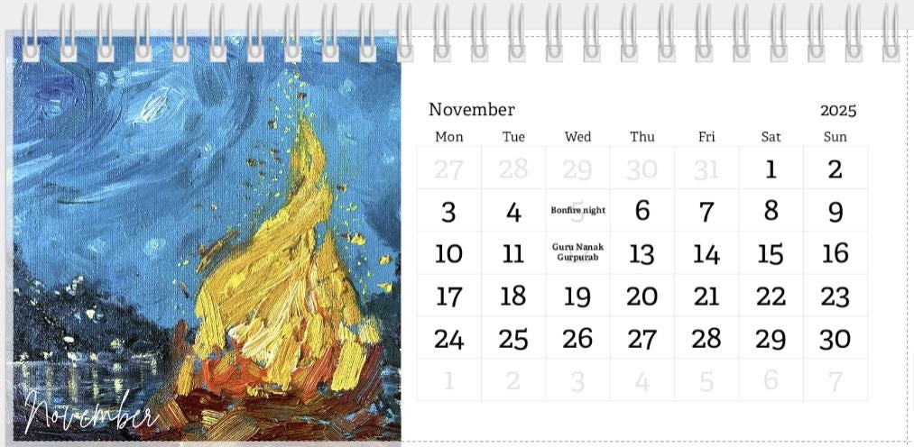 Desk Calendar 2025 Original Paintings | Desk Calendar 2025 Art | Oil ...