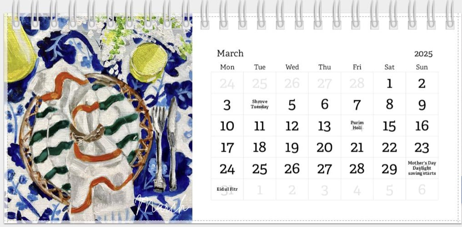 Desk Calendar 2025 Original Paintings | Desk Calendar 2025 Art | Oil ...