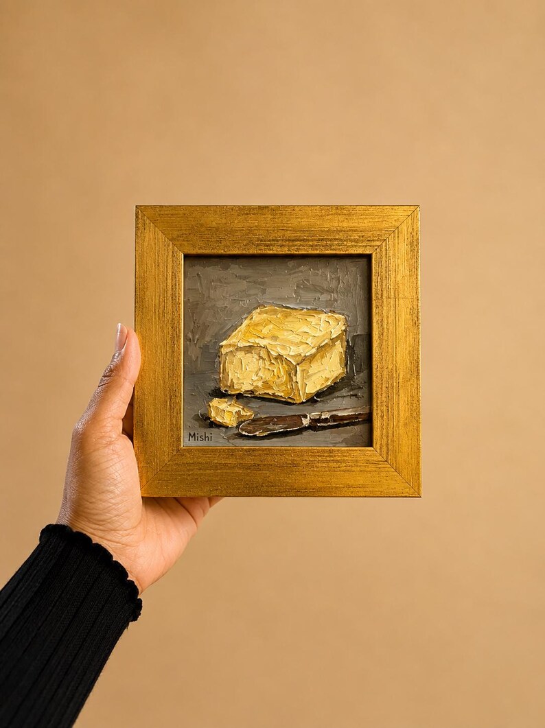 Original Oil Painting: Buttered Toast Still Life Art, Framed Breakfast ...