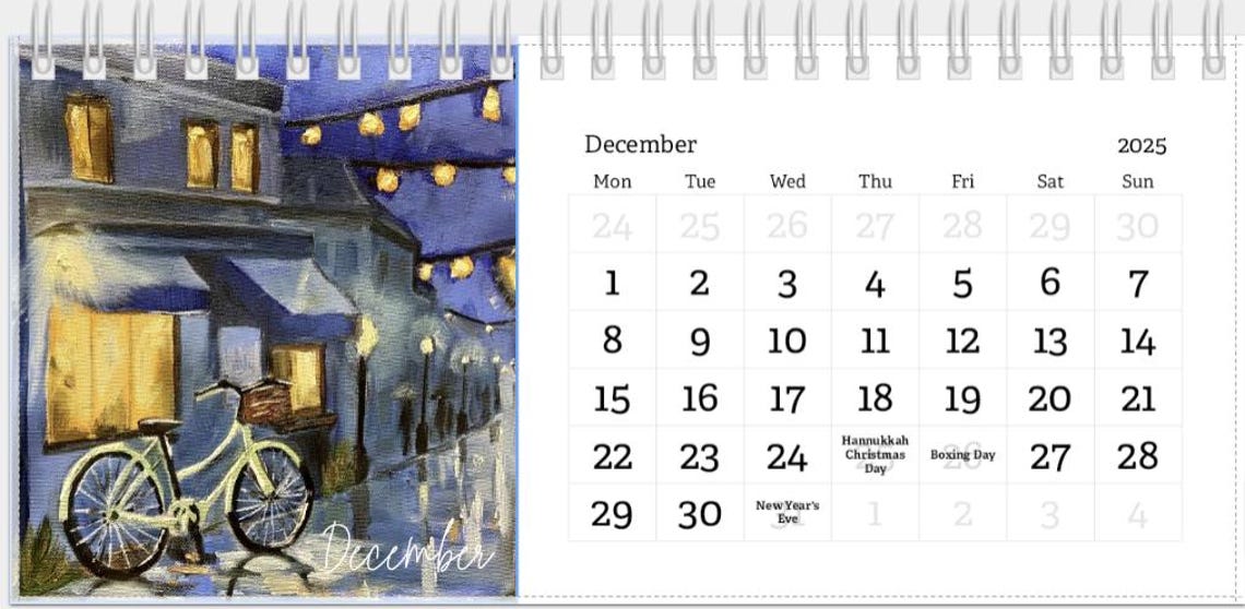 Desk Calendar 2025 Original Paintings | Desk Calendar 2025 Art | Oil ...