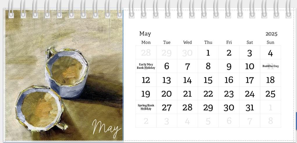 Desk Calendar 2025 Original Paintings | Desk Calendar 2025 Art | Oil ...