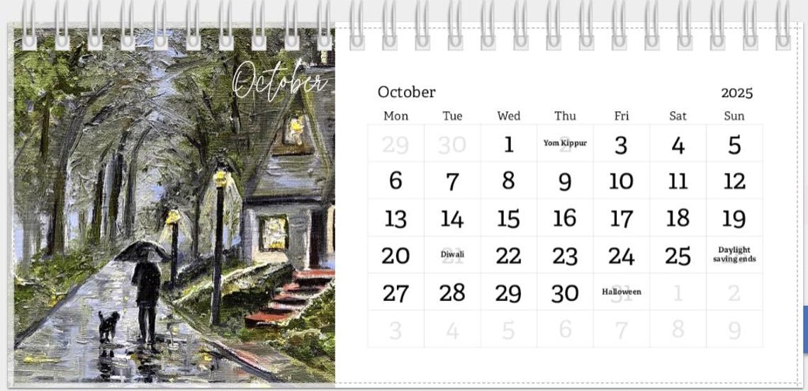 Desk Calendar 2025 Original Paintings | Desk Calendar 2025 Art | Oil ...