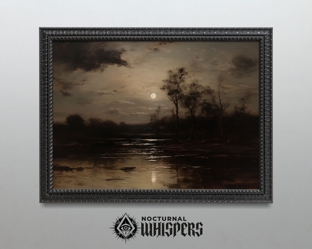 Moody Landscape Painting Printable Wall Art Vintage Gothic Dark Artwork ...