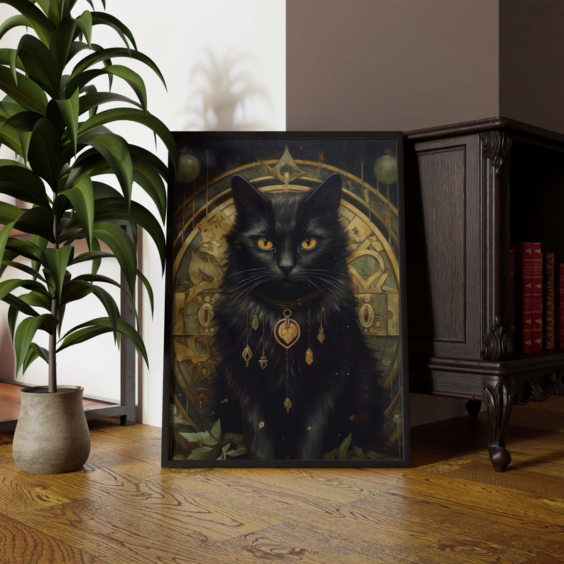 Black Cat Witch Printable Download, Haloween Art, Wicca Art, Dark ...