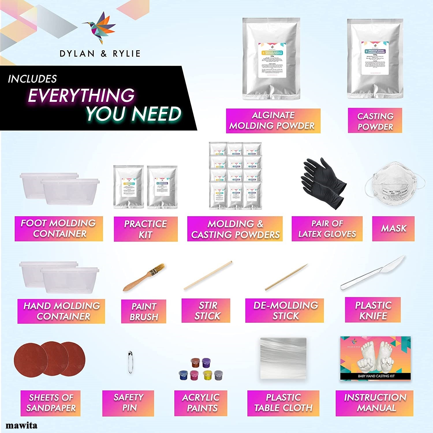 Baby Handprint Footprint Kit date & Name Stamp Clay Hand Print Picture ...