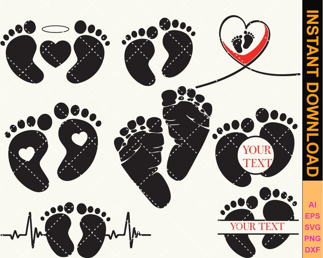 Baby Footprint Svg, Baby Feet SVG Instant Download SVG, PNG, Eps, Dxf ...