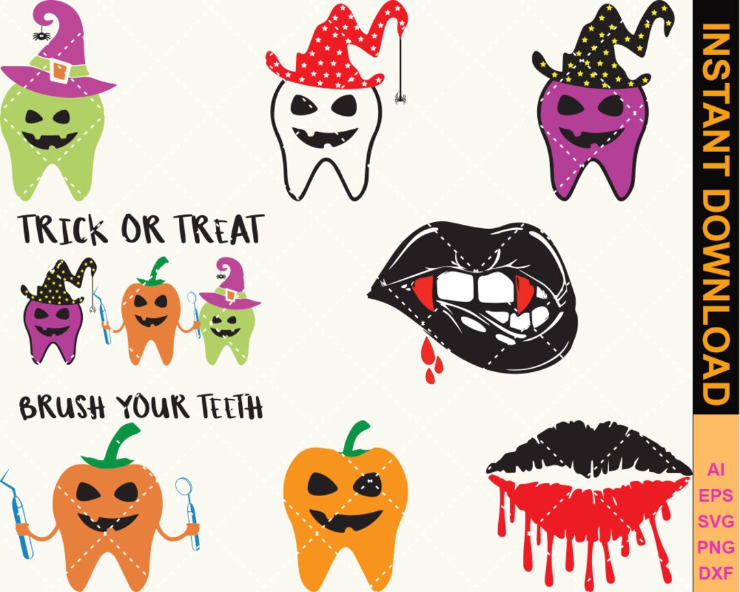 Ghost Teeth Svg Dental SVG DXF Hygienist Spooky Iron on Dental ...