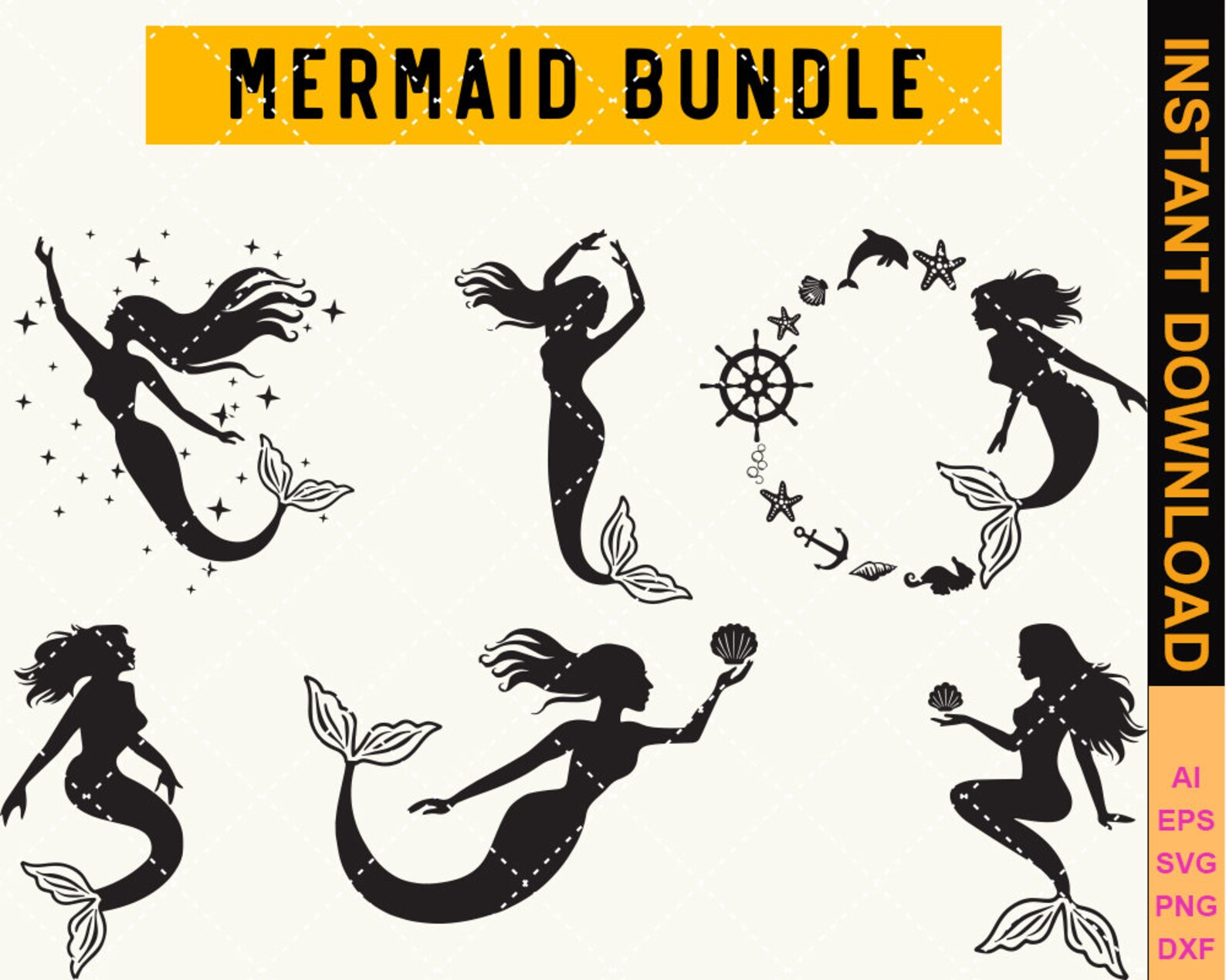 Mermaid Bundle SVG , Mermaid Svg Bundle, Mermaids Svg, Sea Beach Svg ...