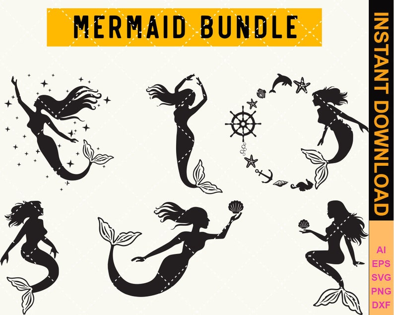 Mermaid Bundle SVG , Mermaid Svg Bundle, Mermaids Svg, Sea Beach Svg ...