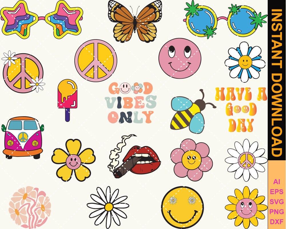 Groovy Svg Retro Svg Boho Hippie Svg Groovy Summer Svg Retro Clipart ...