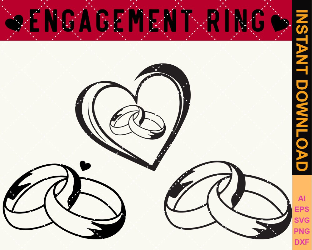 Engagement Ring Svg, Wedding Rings Bundle, Proposal, Love Marriage ...