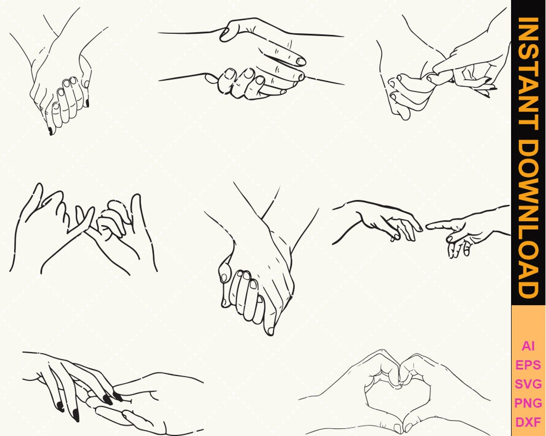 Holding Hands SVG Bundle, Love Hands Design, Pinky Hold Svg for Cricut ...