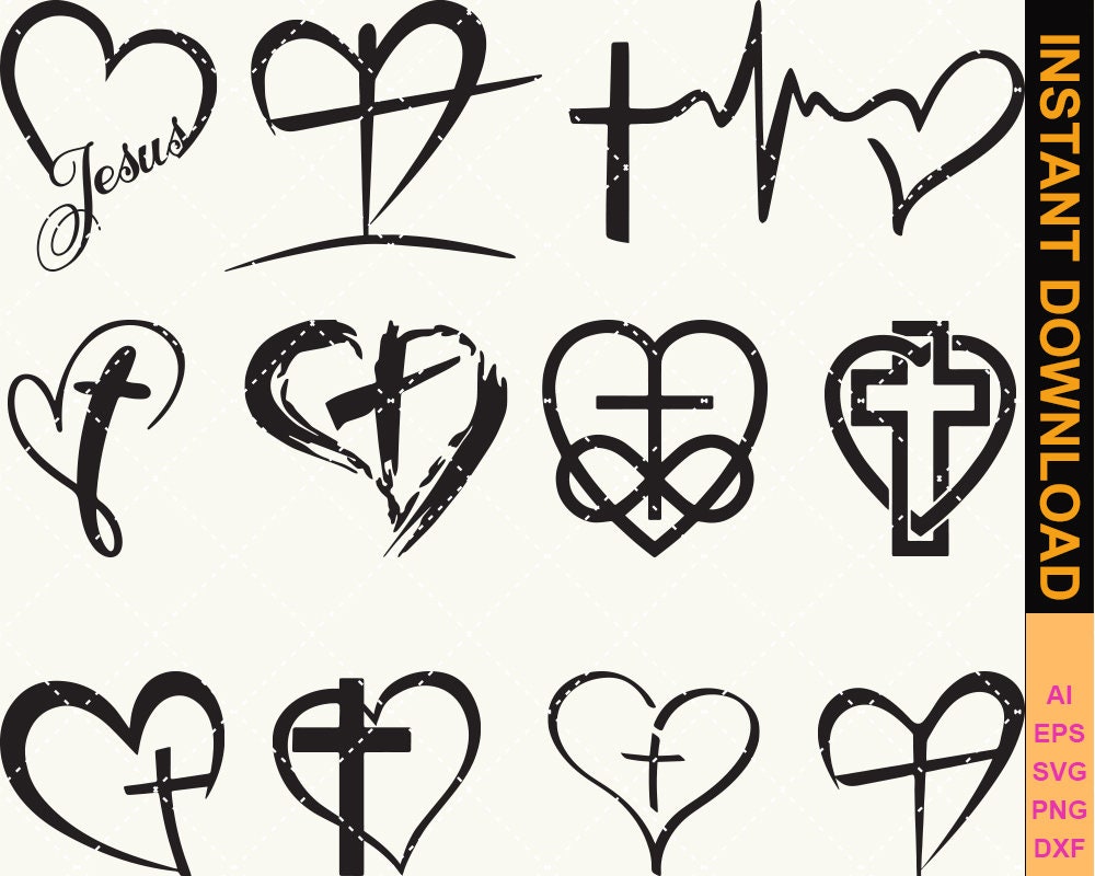 Heart Cross Svg PNG Christian Svg, Religious Svg, Digital Downloa Faith ...