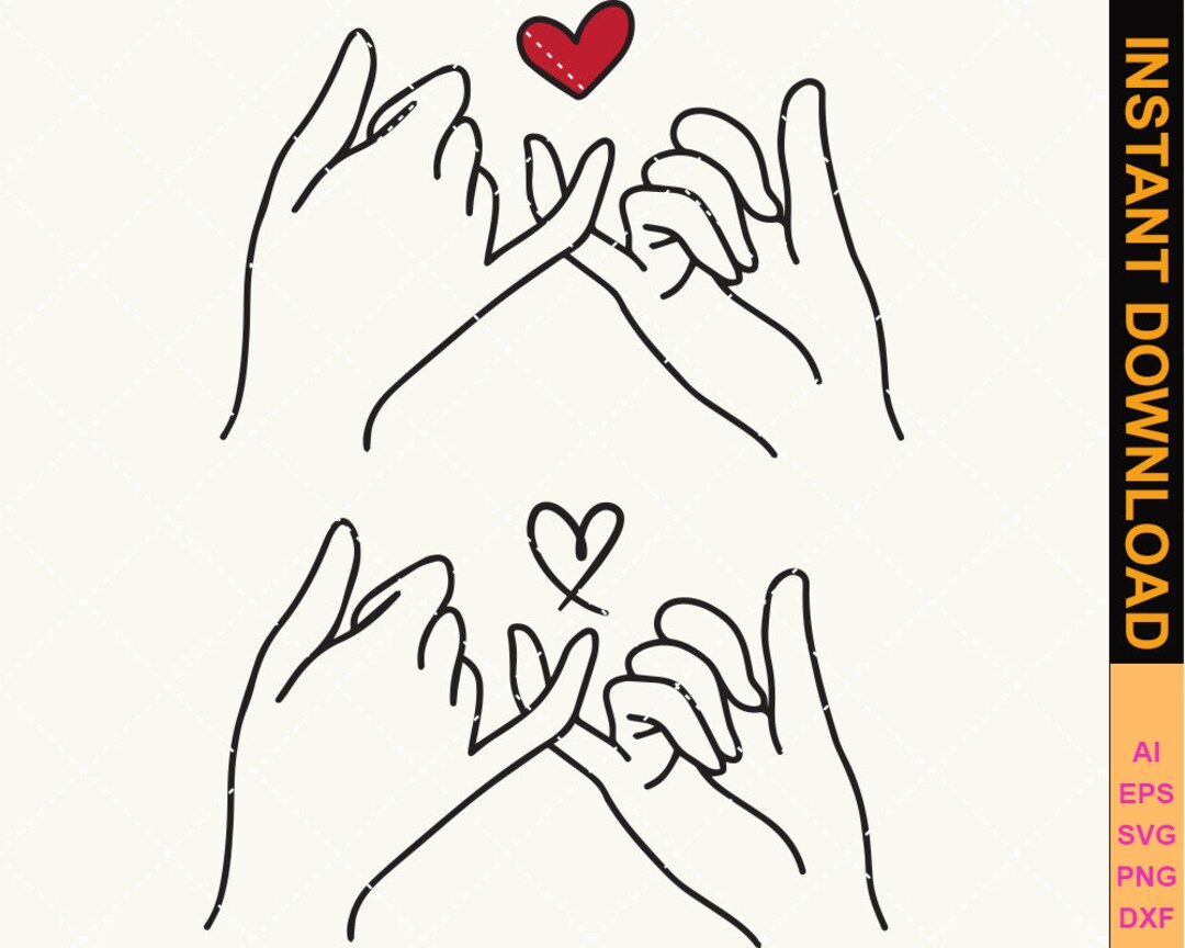 Besties Couple Hands,valentines Day Svg Files, Pinky Hold Svg for ...