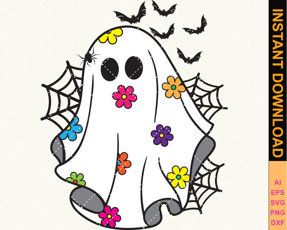 SPOOKY DAISY GHOST Svg.flower Ghost Svg, Cute Ghost Svg , Flower Ghost ...