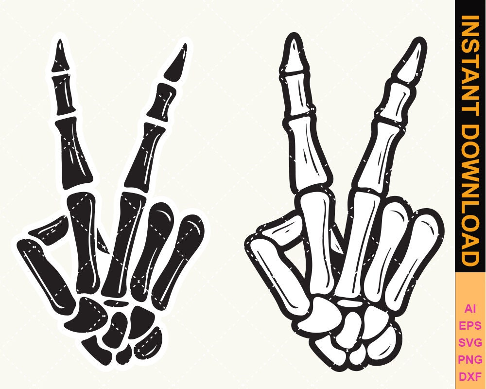 Peace Skeleton Hand Svg Instant Digital Download, Cricut Svg, Clip Art ...