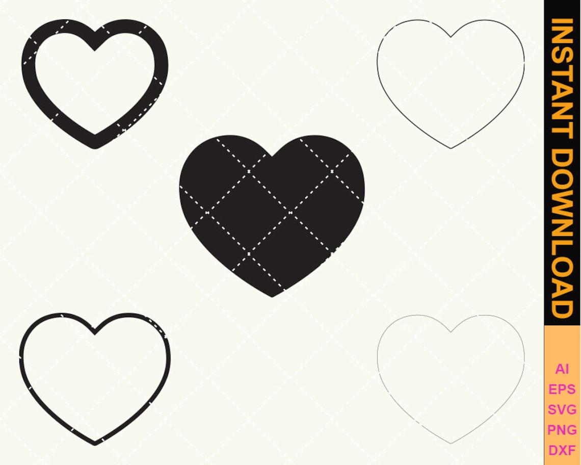 Hearts Svg Bundle, Heart Outline Svg, Heart Cut Files, Heart Clipart ...