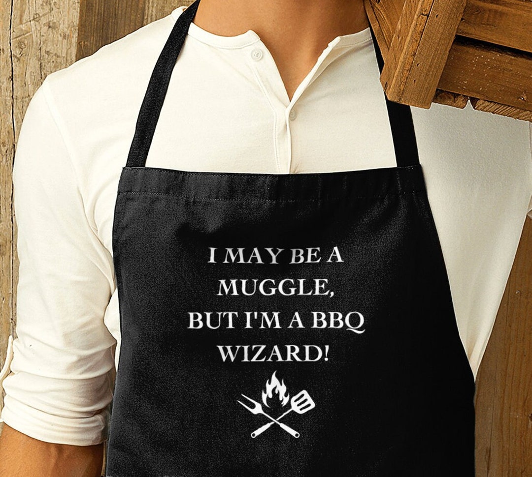 Funny Wizarding Inspired BBQ Wizard Premier Cotton Apron Unleash Your ...