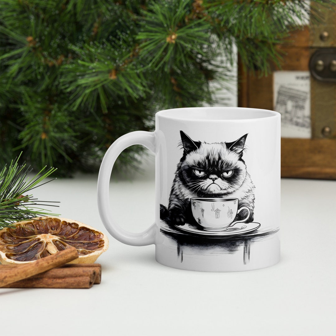 Grumpy Cat Coffee Mug Tea Mug Grumpy Mornings Coffee Cup Etsy