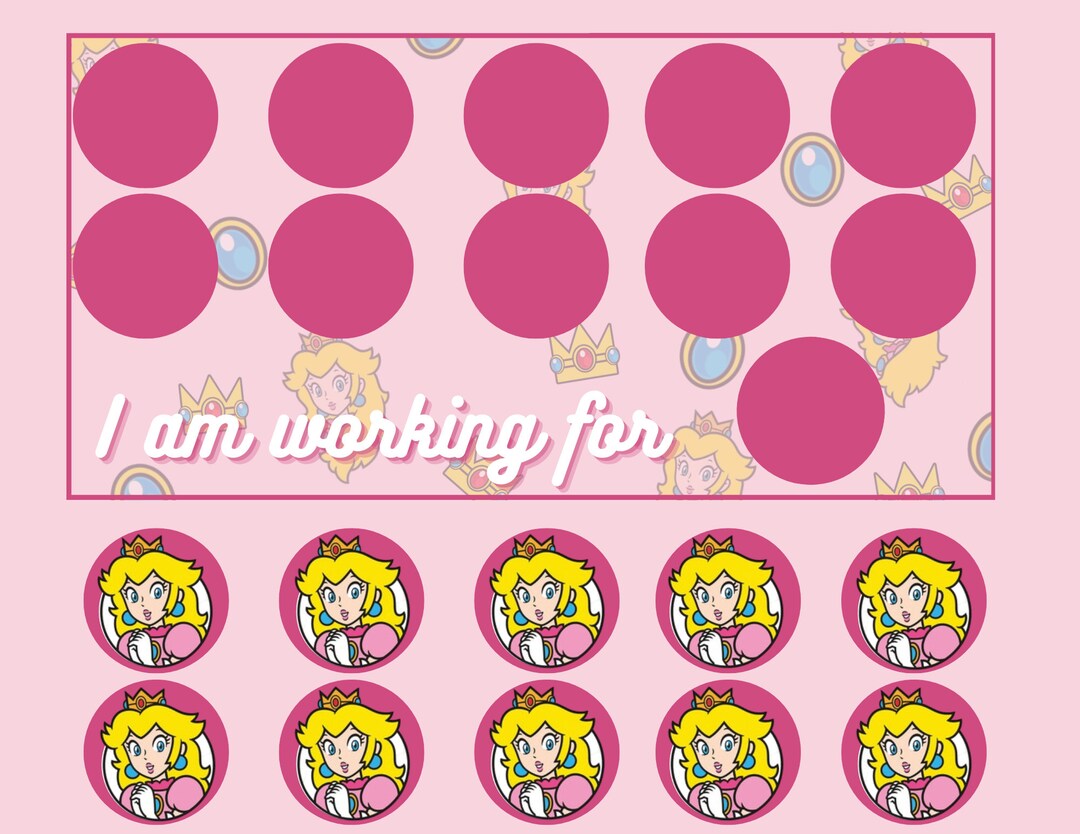 Digital Download Printable Princess Peach Mario Bros Token Economy ...