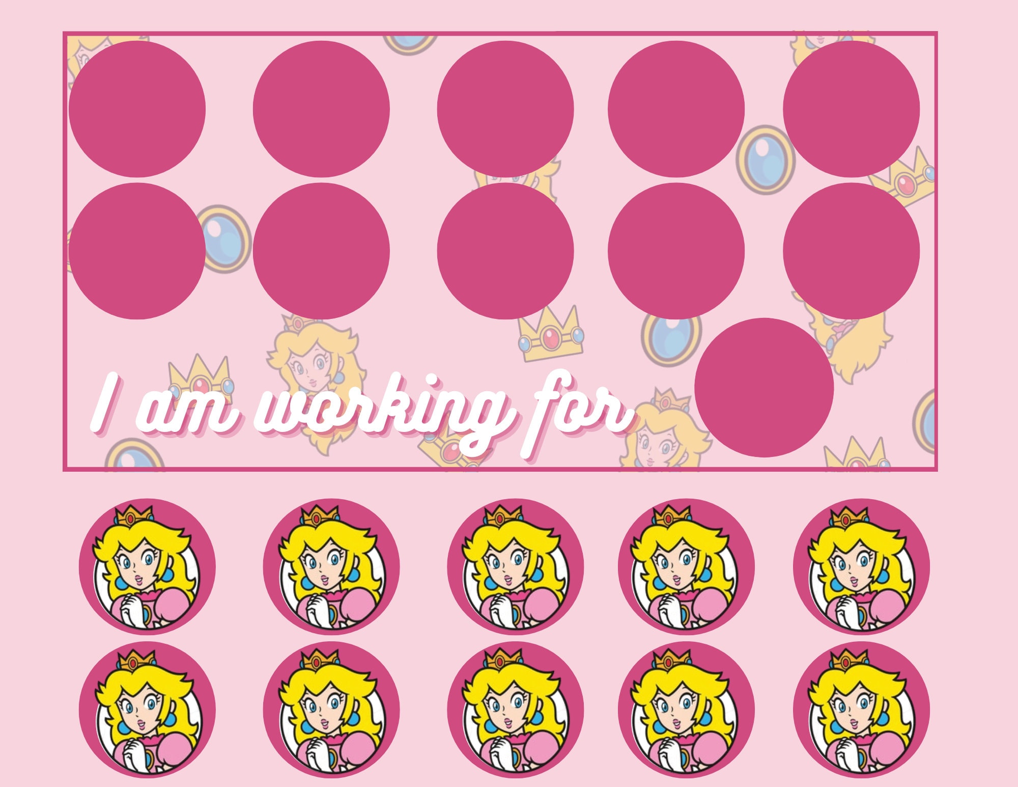 Digital Download Printable Princess Peach Mario Bros Token Economy ...