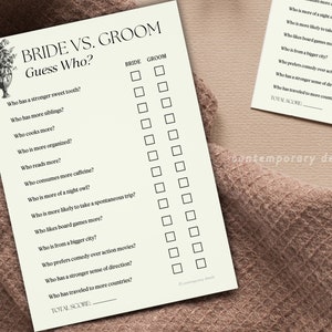 Guess Who? Bride Vs. Groom Printable Bridal Party Game | Two Sizes ...