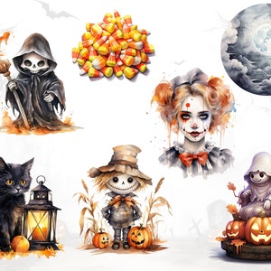 155 PNG Halloween Mega Bundle Clipart, Halloween Watercolor, Cute ...