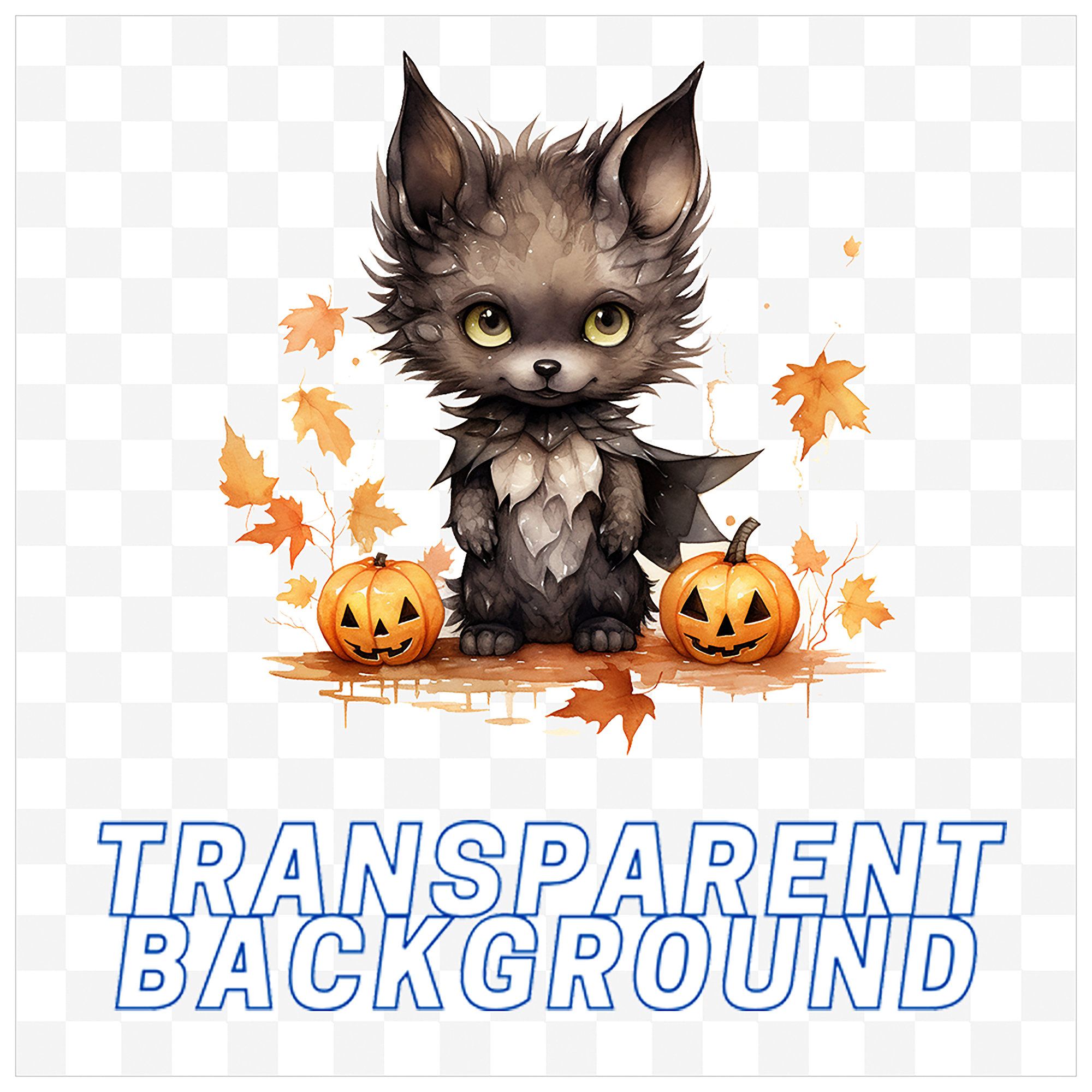 Watercolor Halloween Werewolf Clipart, PNG Format, Cute Halloween ...