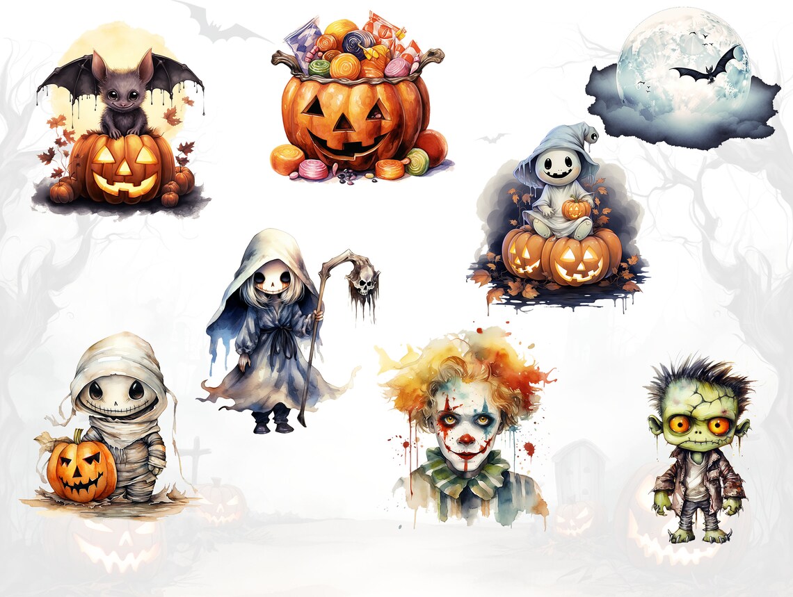 155 PNG Halloween Mega Bundle Clipart Halloween Watercolor - Etsy