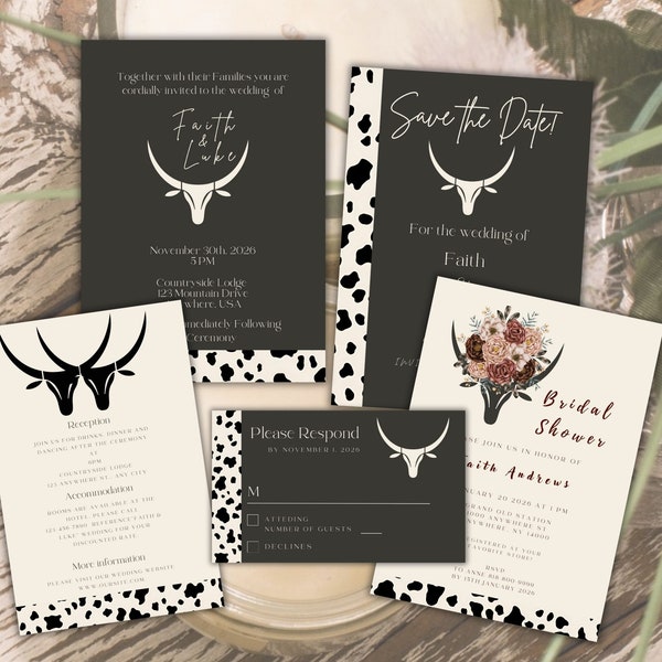 Cow Print Wedding Invitation - Etsy