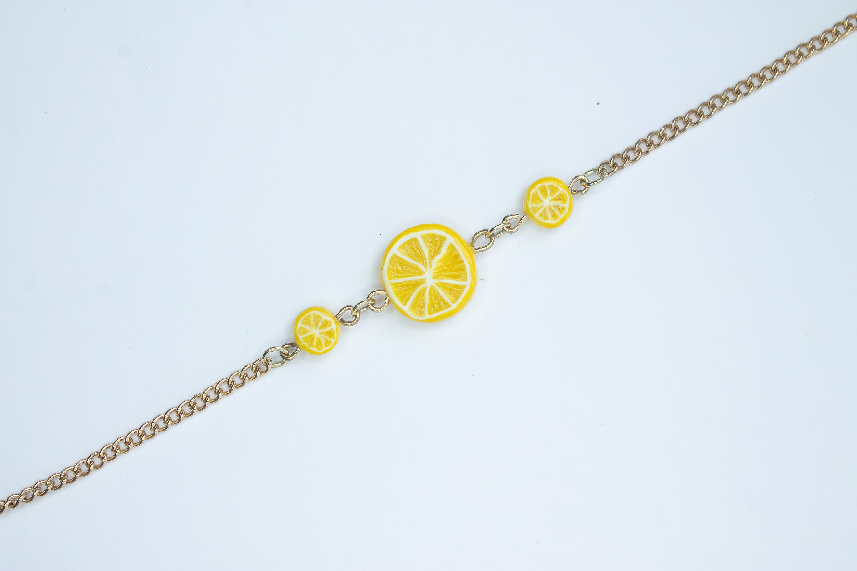 Orange Lemon Chain Bracelet Polymer Clay Citrus Fruit Bracelet - Etsy