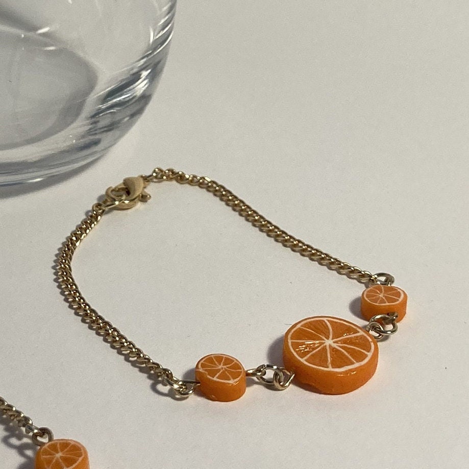 Orange Lemon Chain Bracelet Polymer Clay Citrus Fruit Bracelet - Etsy