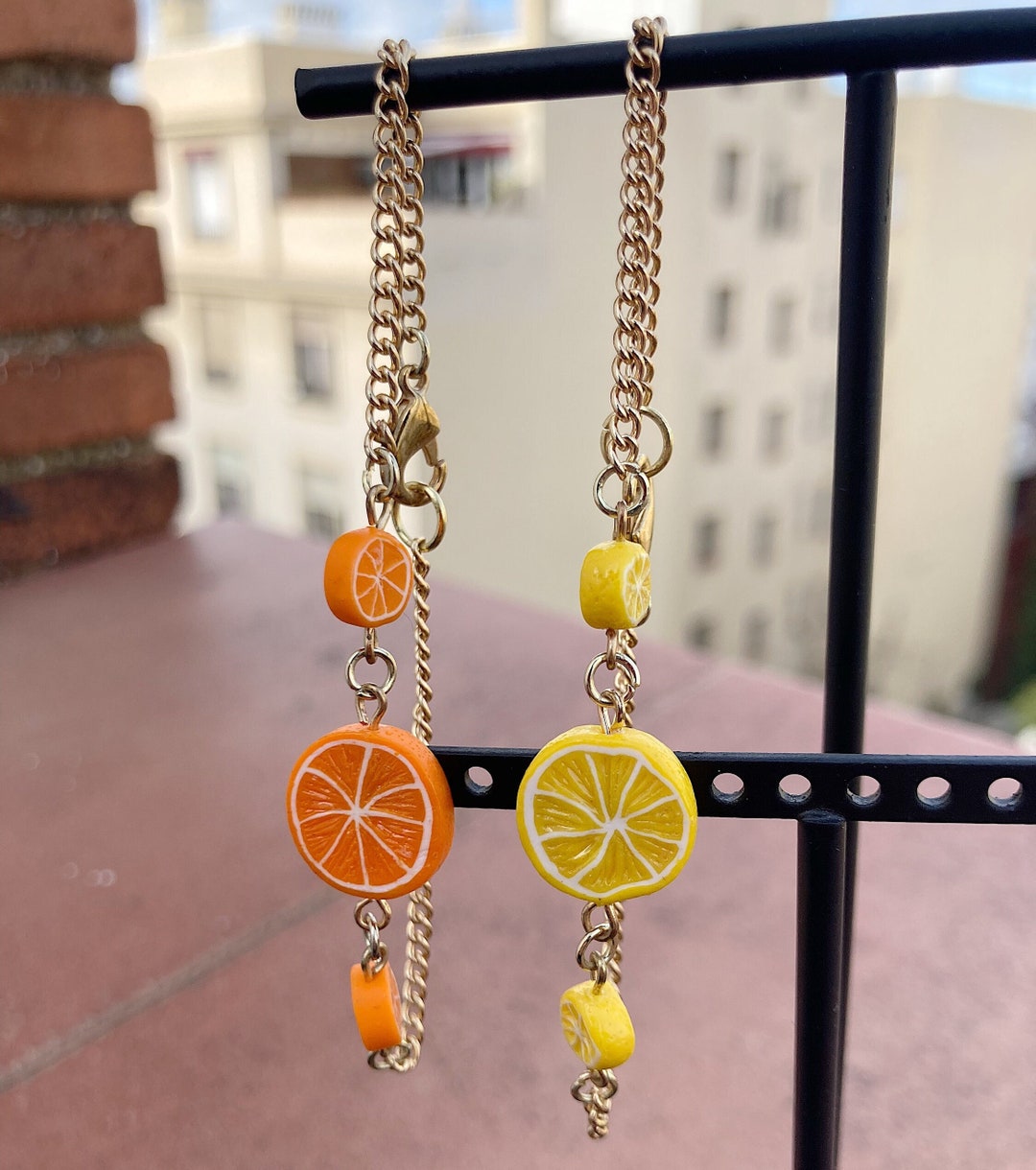 Orange Lemon Chain Bracelet Polymer Clay Citrus Fruit Bracelet - Etsy