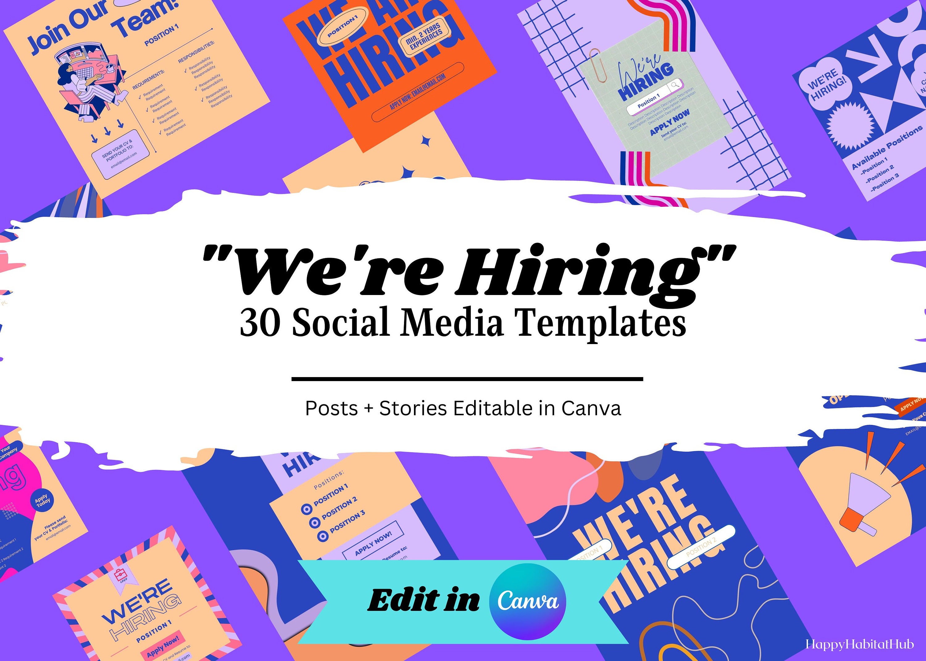 We're Hiring Social Media Post Templates Job Hiring Engagement Story ...