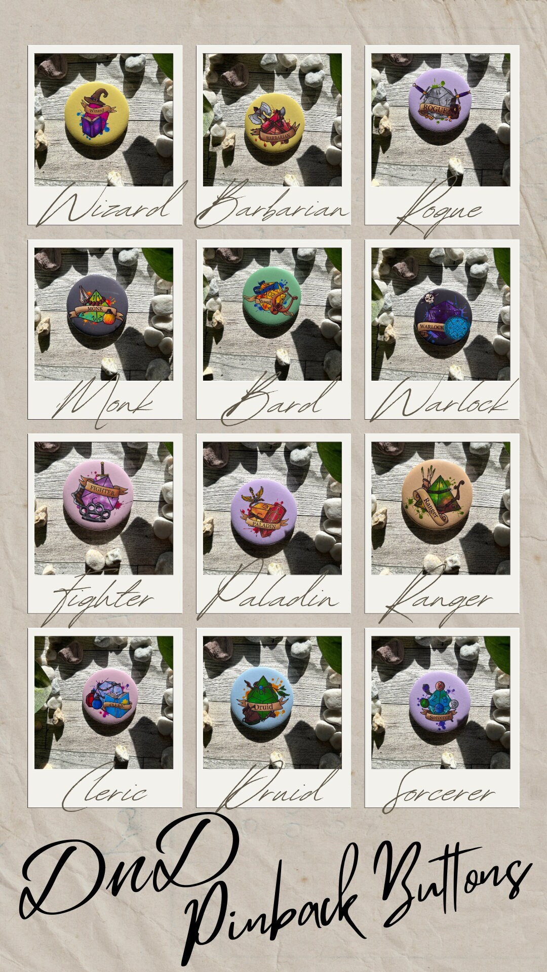 Dnd Class Pinback Buttons | Pins | Stylish | Homemade | Badge Pin ...