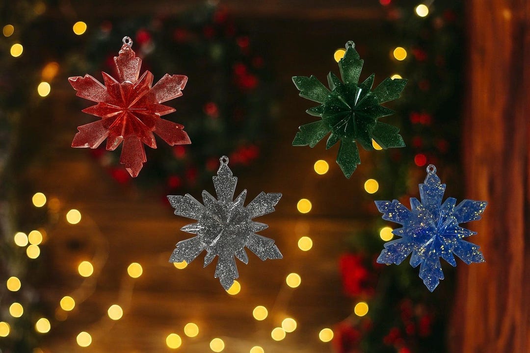 Sparkling Snowflake Resin Christmas Ornaments Etsy