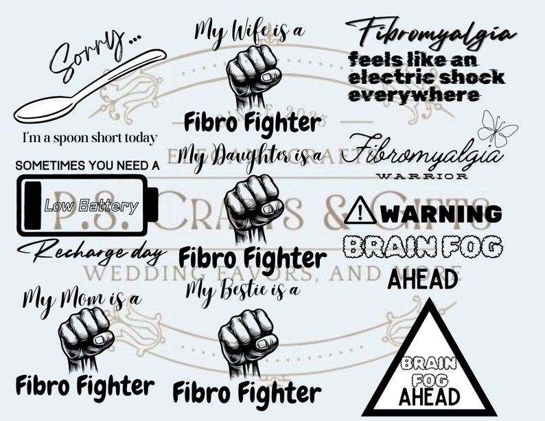 Fibromyalgia SVG Bundle in Black and White; Appropriate for Chronic ...