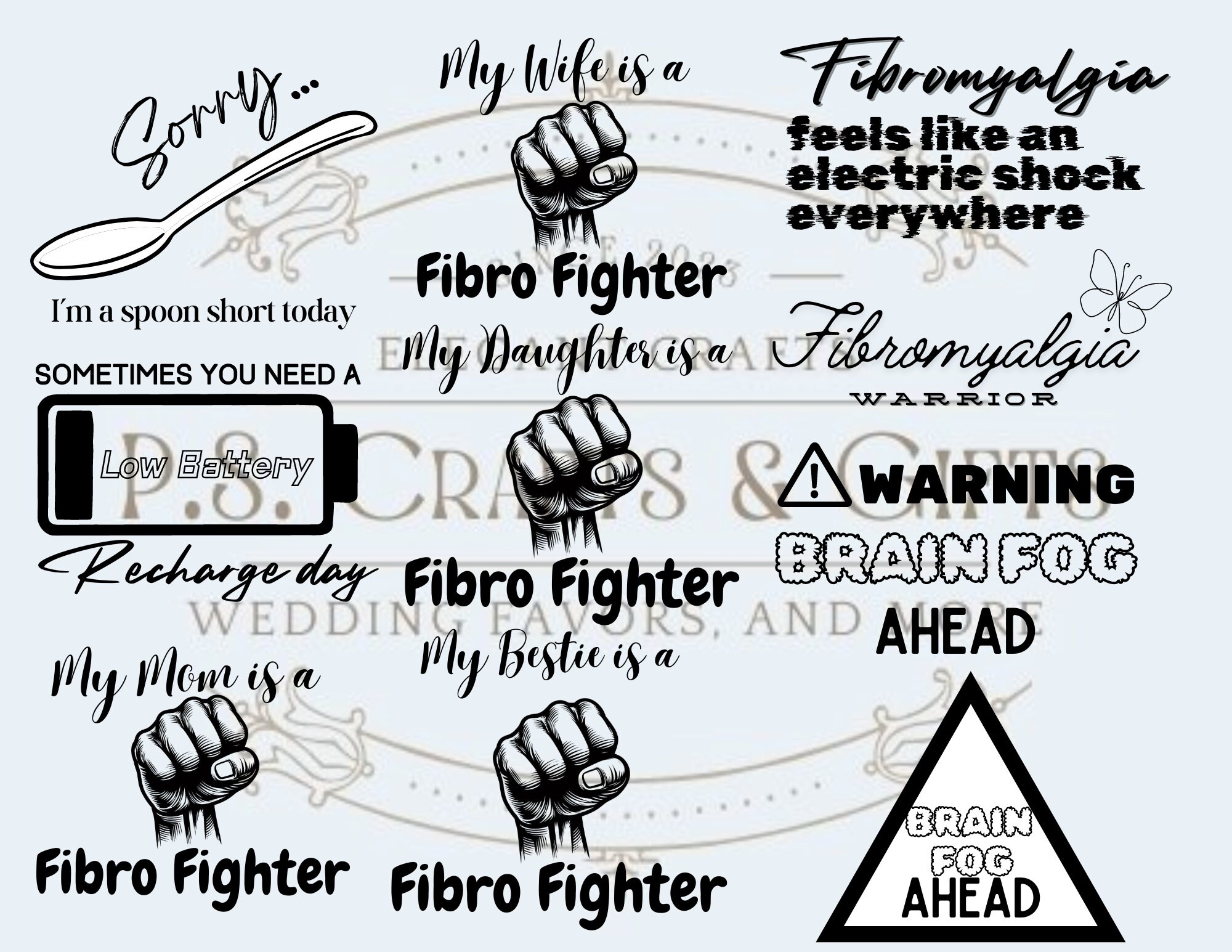 Fibromyalgia SVG Bundle in Black and White; Appropriate for Chronic ...